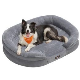FEANDREA Hundebett, Hundekissen, abnehmbarer, waschbarer Bezug, rutschfest M-XL L