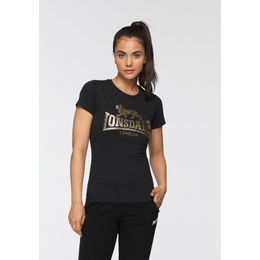 T-Shirt Lonsdale "BANTRY", Damen, Gr. XL (40), schwarz, Single Jersey, Obermaterial: 95% Baumwolle, 5% Elasthan, unifarben, Rundhals, Shirts T-Shirt