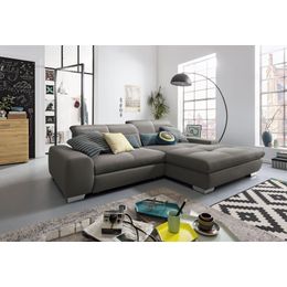 Ecksofa "SO 1200 inkl. Sitztiefen- & R&uuml;ckenverstellung f&uuml;r hohen Sitzkomfort", grau (quarzgrau gdu 19), B:276cm H:89cm T:198cm, 100% Polyester, SET ONE BY Musterring, Sofas, Ecksofa, wahlweise mit Bettfunktion und Stauraum, L-Form, auch in Cord Bezug