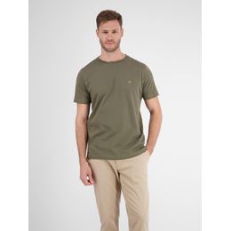 T-Shirt Lerros "Basic T-Shirt mit Logostitch, unifarben", Herren, Gr. S, gr&uuml;n (aged olive), 100% Baumwolle, Rundhals, Shirts T-Shirt