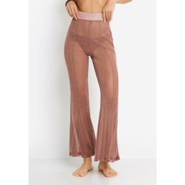 Schlupfhose LSCN BY LASCANA, Damen, Gr. 46, N-Gr, light braun, Obermaterial: 89% Polyamid, 11% metallisierte Fasern, leicht gl&auml;nzend, leicht transparent, unifarben, figurbetont lang, Hosen Schlupfhose