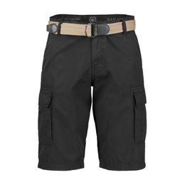 Bermudas Lerros "Cargobermuda inklusive G&uuml;rtel", Herren, Gr. 32, grau (schwarz graphite), 100% Baumwolle, Hosen Bermudas