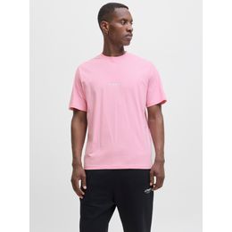 Jack & Jones T-Shirt JACK & JONES "JJESOHO TEE SS CREW NECK NOOS", Herren, Gr. S, prism pink, Single Jersey, Obermaterial: 100% Baumwolle, bedruckt, relaxed fit normal, Rundhals, Shirts T-Shirt, Baumwolle, relaxed fit
