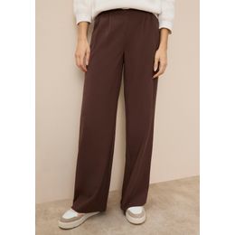 Anzughose Tamaris, Damen, Gr. 38, N-Gr, braun, Web, Obermaterial: 63% Polyester, 33% Viskose, 4% Elasthan, unifarben, l&auml;ssig geschnitten lang, Hosen Anzughose, mit weitem Bein