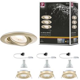 Paulmann LED Einbauleuchte "LED Einbauleuchte Nova Plus IP65 rund 93mm 30 dimmbar Gold matt", gold (goldfarben), 3, &Oslash; 9,3cm H: 3,2cm, 3 Stk., Leuchten, LED Einbauleuchte