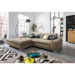 Ecksofa "SO 1200 inkl. Sitztiefen- & R&uuml;ckenverstellung f&uuml;r hohen Sitzkomfort", beige (graubeige gdu 2), B:276cm H:89cm T:198cm, 100% Polyester, SET ONE BY Musterring, Sofas, Ecksofa, wahlweise mit Bettfunktion und Stauraum, L-Form, auch in Cord Bezug