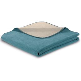 Wohndecke Biederlack "Melange", t&uuml;rkis, B:150cm L:200cm, Baumwolle, Polyacryl, Polyester, Wohndecken, Wohndecke, mit geketteltem Zierstich