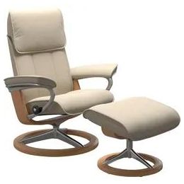 Relaxsessel stressless "Admiral", beige (cream batick), B:84cm H:100cm T:73cm, Leder BATICK: BATICK ist ein leicht korrigiertes, durchgef&auml;rbtes und genarbtes M&ouml;belleder, bei dem die meisten Unebenheiten und Spuren in der Regel entfernt wurden., Sessel, Relaxsessel, mit Signature Base, Gr&ouml;&szlig;e M & L, Gestell Eiche