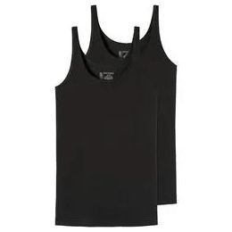 Unterhemd Schiesser "95/5", Damen, Gr. 48, N-Gr, schwarz (000, schwarz), Single Jersey, Obermaterial: 95% Baumwolle, 5% Elasthan, unifarben, k&ouml;rpernah, Rundhals, Unterhemden Unterhemd, mit elastischer Single-Jersey-Qualit&auml;t