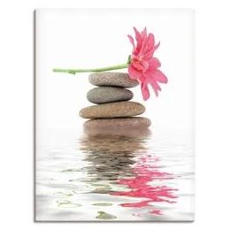 Wandbild Artland "Zen Spa Steine mit Blumen I", pink (farbe bild(er): pink), B:60cm H:80cm, Bilder, als Leinwandbild, Poster in verschied. Gr&ouml;&szlig;en