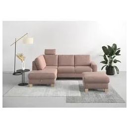 Ecksofa Home Affaire "Summer L-Form", rosa (altrosa), B:236cm H:91cm T:170cm, 95% Polyester, 5% Polyamid, Sofas, Ecksofa, mit Ottomane, wahlweise mit Bettfunktion und Bettkasten, Cord-Bezug
