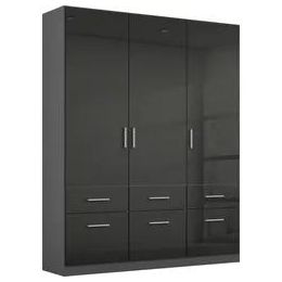 Dreht&uuml;renschrank Rauch "Kleiderschrank Schrank Garderobe Schlafzimmerschrank CELLE", grau (graumetallic, hochglanz effektgrau, griffe alu), B:136cm H:197cm T:54cm, Holzwerkstoff, Schr&auml;nke, Dreht&uuml;renschrank, in 4 Breiten und 2 H&ouml;hen, optional mit Schubk&auml;sten MADE IN GERMANY