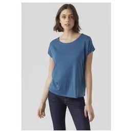 V&eacute;ro Moda Rundhalsshirt VERO MODA "VMAVA PLAIN SS TOP GAJRS NOOS", Damen, Gr. M, blau (moroccan blau), Jersey, Obermaterial: 95% Lyocell (TENCELTM), 5% Elasthan, unifarben, regular fit normal, Rundhals, Shirts Rundhalsshirt, Materialmix, regular fit