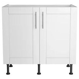 Sp&uuml;lenschrank KOCHSTATION "KS-Ahus", wei&szlig; (wei&szlig; matt, wei&szlig;), B:90cm H:87cm T:58,4cm, Schr&auml;nke, Sp&uuml;lenschrank, Breite 90 cm
