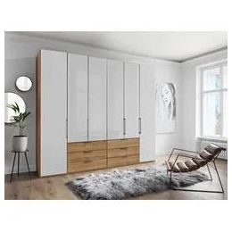 Kleiderschrank Wiemann "Monaco", braun (bianco, eiche, nachbildung, glas wei&szlig;), B:246,9cm H:236cm T:58cm, Floatglas, Holzwerkstoff, Schr&auml;nke, Kleiderschrank, mit Teil-Glasfront sowie hochwertige Beschl&auml;ge inkl. D&auml;mpfung