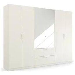 Dreht&uuml;renschrank Rauch "Kleiderschrank Schrank Garderobe Ankleide PURE BY QUADRA SPIN", wei&szlig; (alpinwei&szlig;), B:271cm H:210cm T:54cm, Holzwerkstoff, Schr&auml;nke, Dreht&uuml;renschrank, mit Spiegel, in puristischem Design, Griffe alufarben MADE IN GERMANY