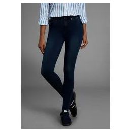 Skinny-fit-Jeans Arizona "Ultra Stretch", Damen, Gr. 38, N-Gr, blau (dunkelblau us), Denim/Jeans, Obermaterial: 63% Baumwolle, 32% Polyester, 5% Elasthan, skinny fit lang, Jeans, skinny-fit, betonte Taille, shaping-Effekt, high Waist