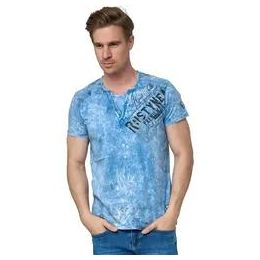 T-Shirt Rusty Neal, Herren, Gr. S, blau, 100% Baumwolle, bedruckt, normal, Rundhals, Shirts T-Shirt, im coolen Used-Look-Design