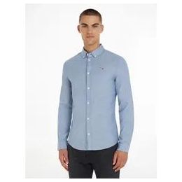 Tommy Hilfiger Langarmhemd TOMMY JEANS "TJM Slim Stretch Oxford Shirt", Herren, Gr. XXL, N-Gr, blau (twilight navy), Web, Obermaterial: 98% Baumwolle, 2% Elasthan, slim fit, 1-Knopf-Manschette, Hemden, mit Flaglabel auf der Brust