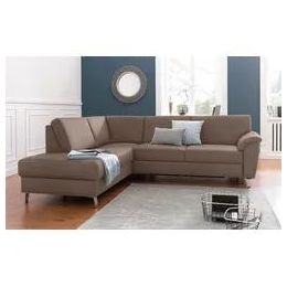 Sit & More Ecksofa SIT & MORE "Texel L-Form", braun, B:250cm H:87cm T:201cm, Kunstleder SOFTLUX;Luxus-Microfaser (100% Polyester), Sofas, Ecksofa, mit Federkern, wahlweise mit Bettfunktion und Bettkasten