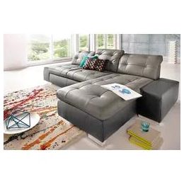 Sit & More Ecksofa SIT & MORE "Palomino L-Form", grau (fango, delfin), B:284cm H:84cm T:109cm, Kunstleder SOFTLUX/Struktur (100% Polyester);Kunstleder SOFTLUX/Feinstruktur (100% Polyester);Kunstleder SOFTLUX/ NaturLEDER (echtes Rindsleder), Sofas, Ecksofa, wahlweise XL oder XXL und mit Bettfunktion
