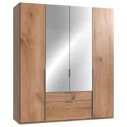 Kleiderschrank wimex "New York", braun (plankeneichefarben, spiegel), B:180cm H:208cm T:58cm, Schr&auml;nke, Kleiderschrank, mit Spiegelt&uuml;r