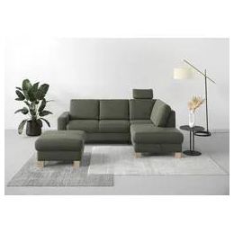 Ecksofa Home Affaire "Summer L-Form", gr&uuml;n (olive), B:236cm H:91cm T:170cm, 95% Polyester, 5% Polyamid, Sofas, Ecksofa, mit Ottomane, wahlweise mit Bettfunktion und Bettkasten, Cord-Bezug