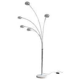 Salesfever Stehlampe "Hero", wei&szlig; (chromfarben, wei&szlig;), 5, H: 205cm, 1 Stk., Leuchten, 5 bewegliche Arme, Dimmschalter, echter Marmorfu&szlig;, Stehlampe