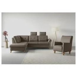 Sit & More Ecksofa SIT & MORE "G&ouml;teborg", braun (nuss), B:250cm H:90cm T:226cm, Sofas, Ecksofa, inkl. Sitztiefenverstellung, wahlweise mit Bettfunktion & Bettkasten