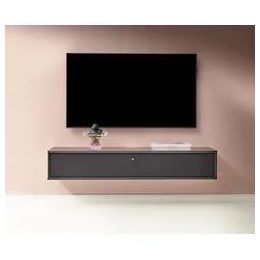 TV-Board HAMMEL FURNITURE "Mistral Fernsehschrank, Medienm&ouml;bel, H&auml;ngend", schwarz (schwarz gebeizt, schwarz stoff), B:133cm H:23cm T:32,5cm, Sideboards, TV-Board, mit Klappt&uuml;r mit Akustikstoff, Lowboard, Breite: 133 cm