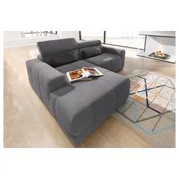 Ecksofa DOMO collection "Brandon, inkl. Kopfteilverstellung, B/T/H: 214/100/80 cm, L-Form", grau, B:214cm H:80cm T:175cm, 90% Polyester 10% Nylon, Sofas, Ecksofa, Luxus-Microfaser, grau
