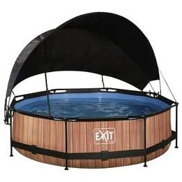 Framepool EXIT "inkl. Sonnensegel", braun, H:76cm &Oslash;:300cm, Schwimmbecken, &Oslash;xH: 300x76 cm, mit Kartuschenfilterpumpe und Sonnensegel