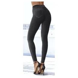 Leggings Lascana, Damen, Gr. 44/46, N-Gr, schwarz, Cord, Obermaterial: 97% Polyester, 3% Elasthan, unifarben, Basic, figurbetont lang, Hosen Leggings, aus weichem Material in Cord-Optik, Loungewear
