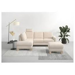 Ecksofa Home Affaire "Summer L-Form", beige (creme), B:236cm H:91cm T:170cm, 100% Polyester, Sofas, Ecksofa, mit Ottomane, wahlweise mit Bettfunktion und Bettkasten, Cord-Bezug