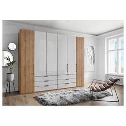 Kleiderschrank Wiemann "Monaco", braun (bianco, eiche, nachbildung, glas wei&szlig;), B:295,3cm H:216cm T:58cm, Floatglas, Holzwerkstoff, Schr&auml;nke, Kleiderschrank, mit Teil-Glasfront sowie hochwertige Beschl&auml;ge inkl. D&auml;mpfung