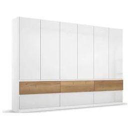 Dreht&uuml;renschrank Rauch "Winnipeg", wei&szlig; (wei&szlig;, hochglanz wei&szlig;, eiche), B:271cm H:210cm T:56cm, Holzwerkstoff, Schr&auml;nke, Dreht&uuml;renschrank, grifflose Front, Schubk&auml;sten m. Griffmulde, auch mit Beleuchtung