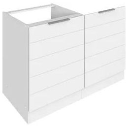 Sp&uuml;lenschrank KOCHSTATION "KS-Luhe", wei&szlig; (wei&szlig; matt, wei&szlig;), B:120cm H:82cm T:60cm, MDF, Schr&auml;nke, Sp&uuml;lenschrank, 120 cm breit, hochwertige MDF-Fronten mit waagerechter Lisene
