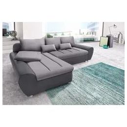 Sit & More Ecksofa SIT & MORE "Bandos L-Form", grau (anthrazit, hellgrau), B:269cm H:83cm T:173cm, Flachgewebe, 2-farbig ( 100% Polyester);Luxus-Kunstleder / Struktur ( 95% Polyester, 5% Baumwolle );Altara Nubuck (95% Polyester, 5% Baumwolle) / Feinstruktur (100% Polypropylen), Sofas, Ecksofa, in 2 unterschiedlichen Gr&ouml;&szlig;en, wahlweise mit Bettfunktion