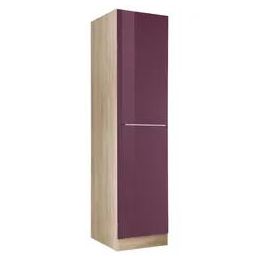 Seitenschrank KOCHSTATION "KS-Eton", lila (aubergine hochglanz), B:50cm H:200cm T:60cm, Schr&auml;nke, Seitenschrank