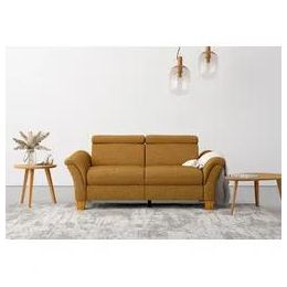 2,5-Sitzer Home Affaire "Lindgren", gelb (mustard), B:185cm H:84cm T:93cm, 100% Polyester, Sofas, wahlweise mit TV-Funktion, links oder beidseitig, Kopfteilverstellung