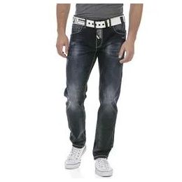 Cipo & Baxx Regular-fit-Jeans CIPO & BAXX, Herren, Gr. 29, L&auml;nge 32, blau (dunkelblau), Denim/Jeans, Obermaterial: 98% Baumwolle, 2% Elasthan, Abriebeffekte, Destroyed-Effekte, normal, Jeans, mit markanter Waschung