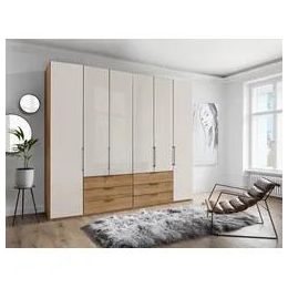 Kleiderschrank Wiemann "Monaco", braun (bianco, eiche, nachbildung, glas champagner), B:246,9cm H:236cm T:58cm, Floatglas, Holzwerkstoff, Schr&auml;nke, Kleiderschrank, mit Teil-Glasfront sowie hochwertige Beschl&auml;ge inkl. D&auml;mpfung