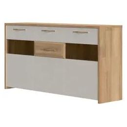 Kommode OTTO HOME "Gala", beige (beige, pacific walnuss decor), B:172cm H:85cm T:41cm, Glas, Holzwerkstoff, MDF, Sideboards, Kommode, UV lackiert, kratzfest, hochgl&auml;nzend, mit Beleuchtung