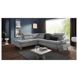 Ecksofa exxpo - SOFA FASHION "Fiji, L-Form", grau (grau melange), B:272cm H:98cm T:232cm, Luxus-Kunstleder;Webstoff (100% Polyester);Webvelours (100% Polyester), Sofas, Ecksofa, mit Kopf- bzw. R&uuml;ckenverstellung, wahlweise mit Bettfunktion