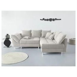 Ecksofa Collection AB "Innsbruck L-Form, B: 247 cm", grau (silbergrau), B:247cm H:87cm T:189cm, Microfaser PRIMABELLE (100% Polyester), Struktur (90% Polyester, 10% Polyacryl), Samtvelours (100% Polyester), Luxus-Microfaser Antiklederoptik (100% Polyester), Sofas, Ecksofa, 3 Zierkissen, Federkern