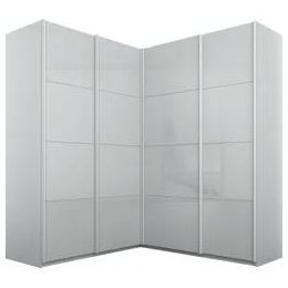 Schwebet&uuml;renschrank Rauch "Kleiderschrank Garderobe Eckkleiderschrank QUADRA mit edler Glasfront", grau (seidengrau, glas seidengrau), B:181cm H:210cm T:187cm, Holzwerkstoff, Schr&auml;nke, Schwebet&uuml;renschrank, extra gro&szlig;er Eckschrank inkl. Schubladeneinsatz MADE IN GERMANY