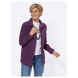 Fleecejacke Casual Looks, Damen, Gr. 48, lila (pflaume), 100% Polyester, unifarben, l&auml;ssig geschnitten, Jacken Fleecejacke