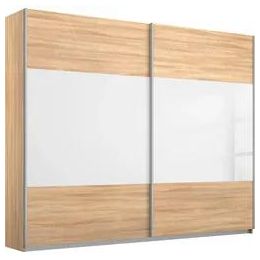 Schwebet&uuml;renschrank Rauch "Quadra Schlafzimmerschrank in vielen Breiten", braun (struktureichefarben hell, wei&szlig;glas), B:226cm H:210cm T:62cm, Holzwerkstoff, Schr&auml;nke, Schwebet&uuml;renschrank, Kleiderschrank Garderobenschrank Schrank mit Glaselementen