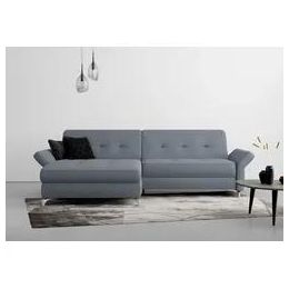Ecksofa Home Affaire "Maredo L-Form", blau (graublau), B:284cm H:89cm T:179cm, 100% Polyester, Sofas, Ecksofa, Federkern, wahlweise auch mit Kopfteil- und Armlehnverstellung
