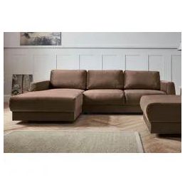 Ecksofa OTTO HOME "Hobro L-Form", braun, B:264cm H:80cm T:175cm, Luxus-Microfaser Lederoptik (100% Polyester);Struktur grob (100% Polyester);Samtoptik (100% Polyester), Sofas, Ecksofa, in 3 Bezugsqualit&auml;ten in vielen Farben, Design by Morten Georgsen